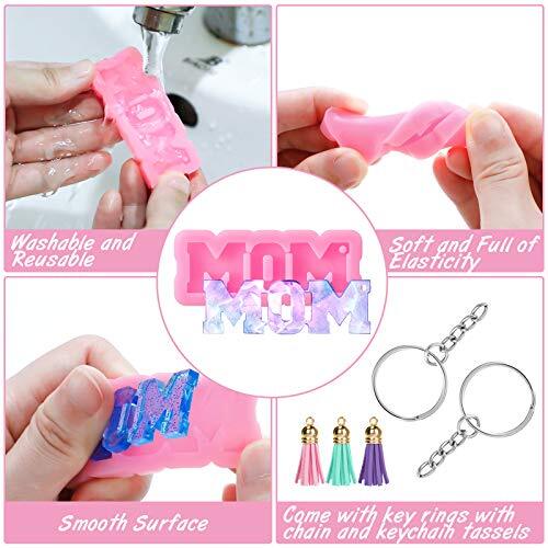 2 Pieces Mom Word Silicone Keychain Resin Mold Mother Day Gift Candy ...