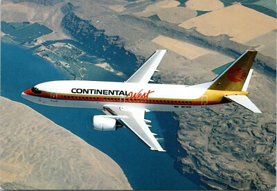 CONTINENTAL WEST AIRLINES VINTAGE POSTCARD BOEING 737-300 AVIATION ...