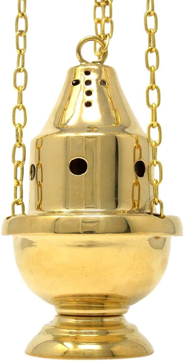 Catholic Orthodox Polished Brass Mini Hanging Incense Burner Censer 4 ...