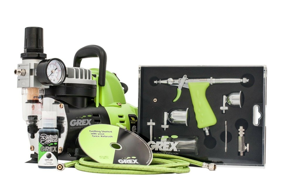 Grex GCK02 Airbrush Tritium TS3 Combo Kit, AC1810-A Compressor + BONUS ...