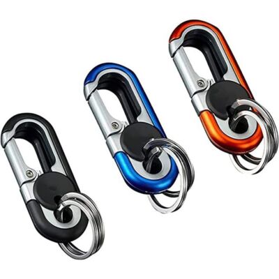 Carabiner Heavy Duty Double Ring KeyChain - locking key ring, key fob ...