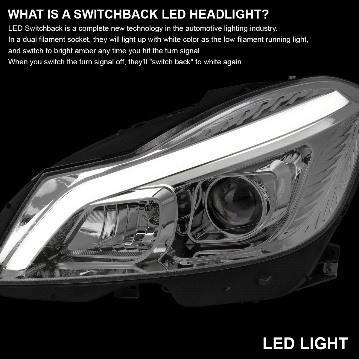 Fits 2012-2014 Mercedes-Benz W204 C250 C300 Projector Headlights LED ...