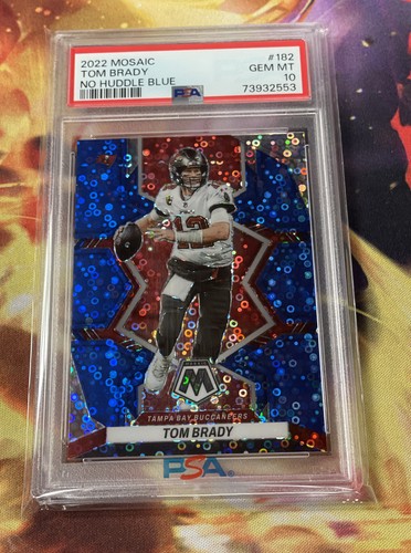 2022 Mosaic Tom Brady No Huddle Blue Disco #/75 Card #182 Graded PSA 10 ...