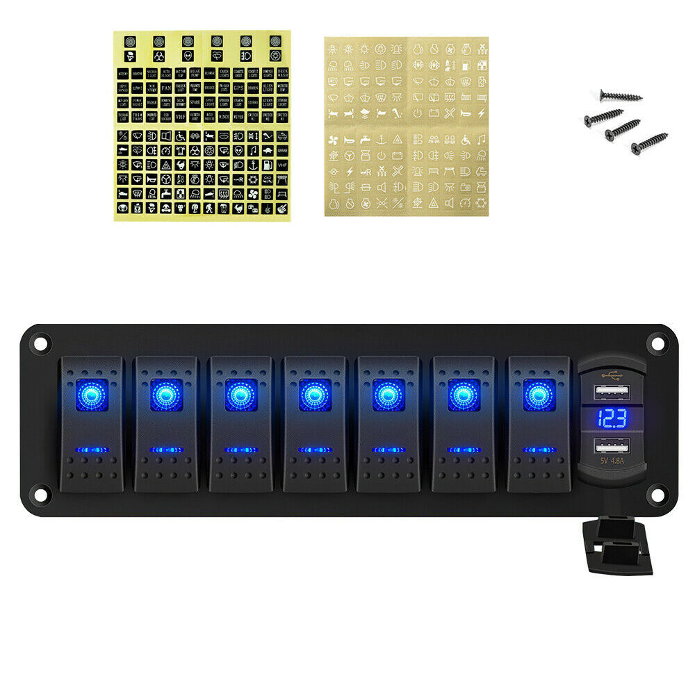 Waterproof 8 Gang 12V LED Rocker Switch Control Panel for RV/Boat ...