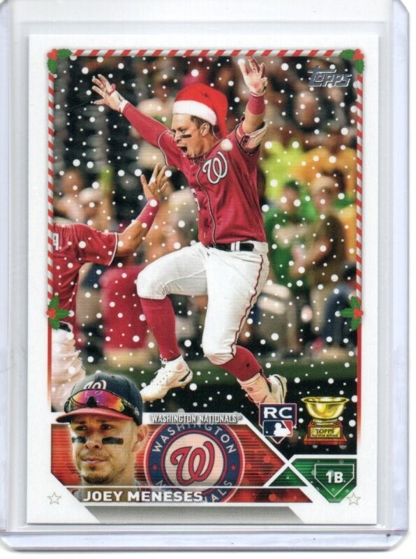 2023 Topps Holiday Joey Meneses SP Rookie Santa Hat Code 514 Nationals ...