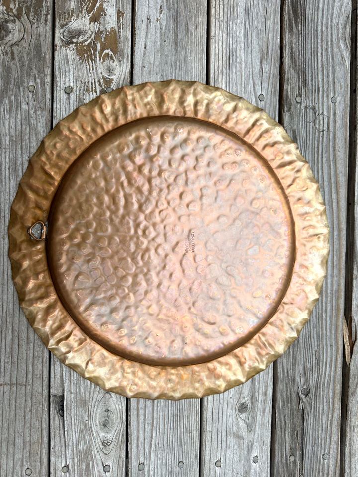 SCHAEFER'S Handmade Hammered Solid Copper Serving Round Tray Plate | eBay