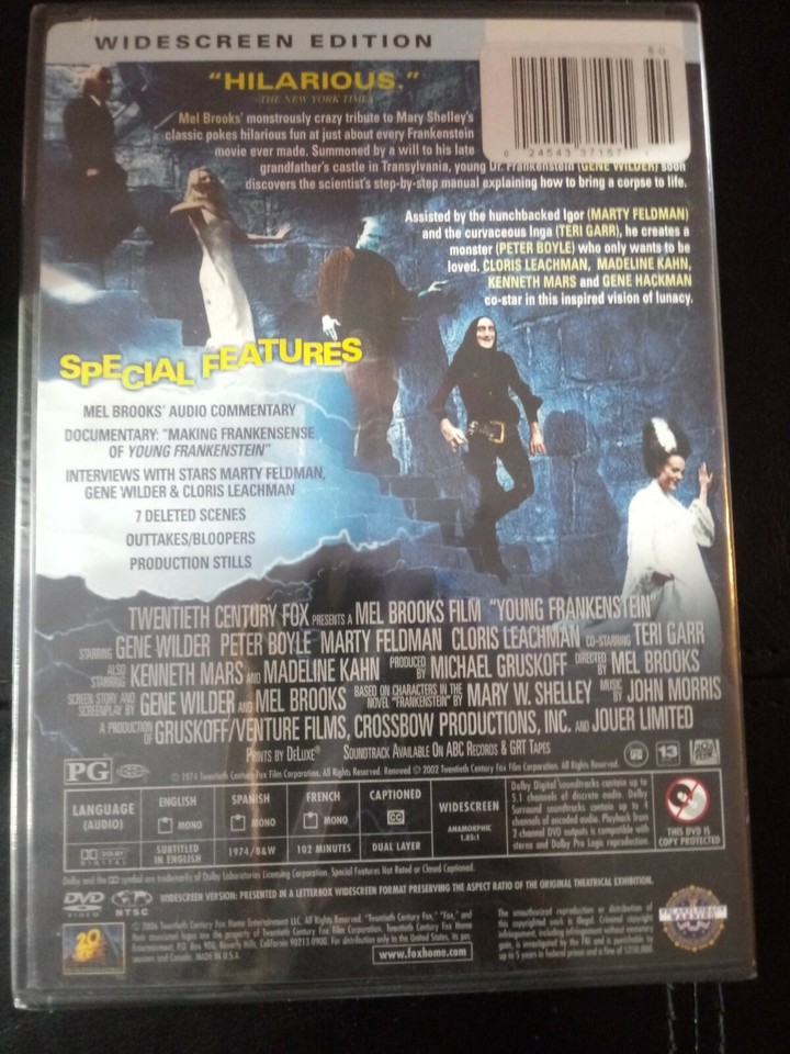 Young Frankenstein (DVD, 2006) MEL BROOKS! GENE WILDER! NEW FACTORY ...