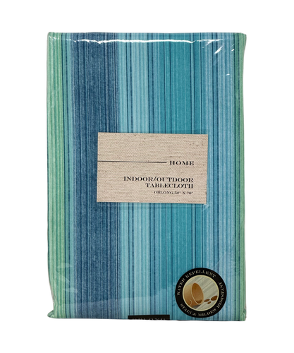 MAX STUDIO 52 x 70" Water Repellent Indoor/Outdoor Blue Ocean Stripe ...