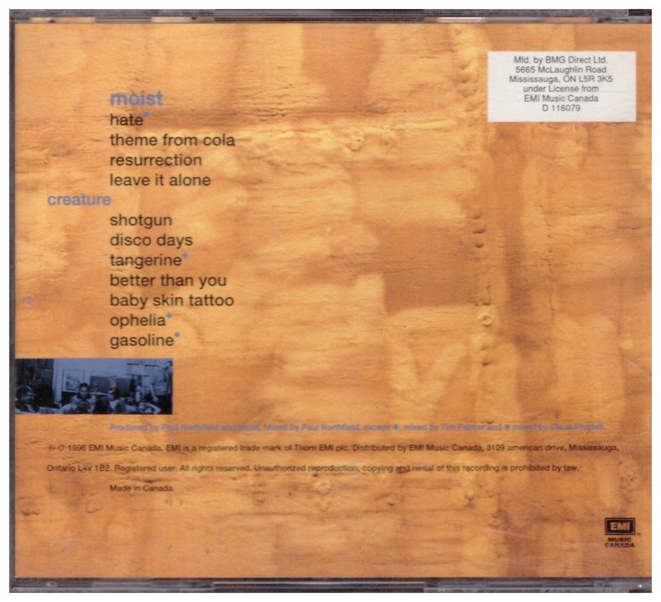 Moist creature , Hate,Theme from Cola,shotgun,Ophelia [Cd] 1996 EMI ...