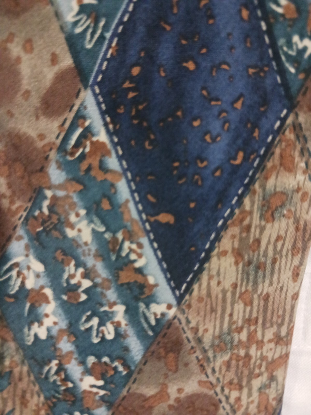 (22) Mens Bass Blue Brown Leaf Diamond Pattern Tie | eBay