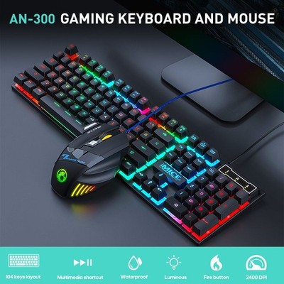 Colorful Waterproof RGB Backed Gaming Keyboard + RGB Gaming Mouse ...