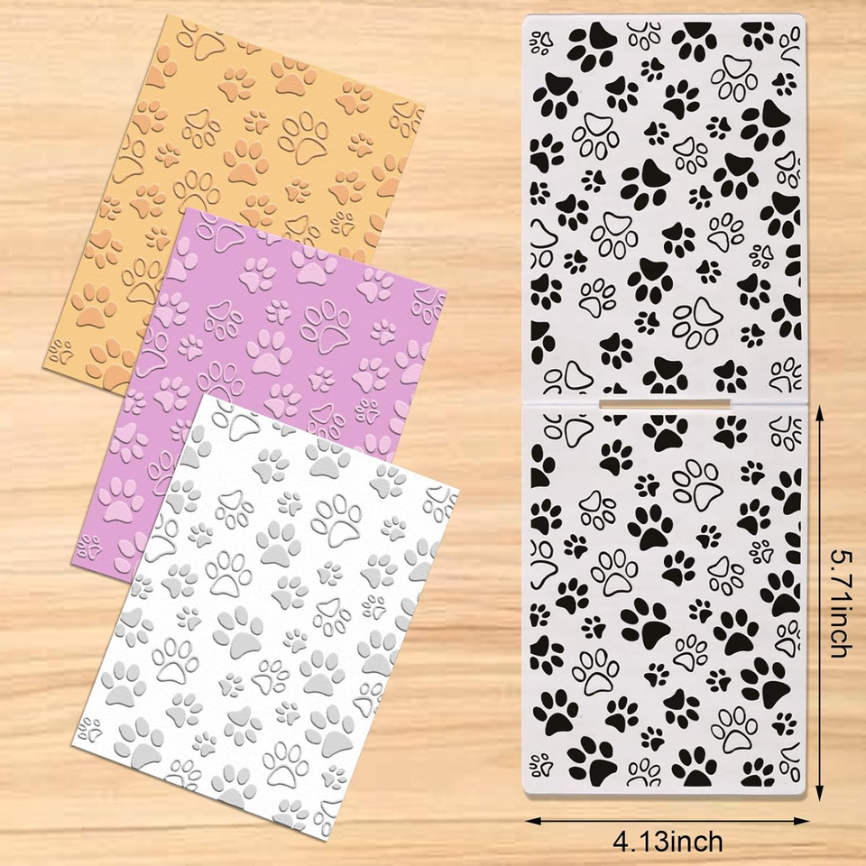 Pawprint Background Embossing Folder, Plastic Textured Impressions Cute ...