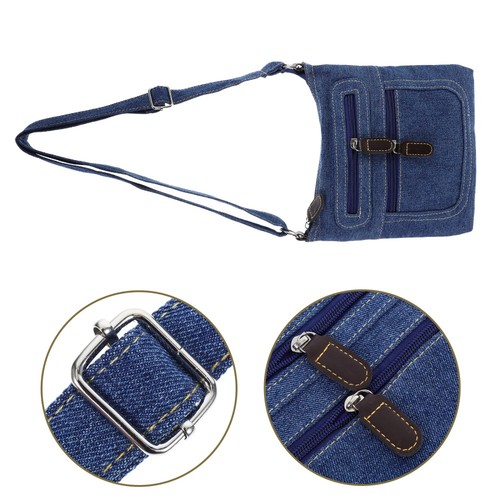 Tote Bag for Women Shoulder Multi-zip Small Square Denim Miss Crossbody ...