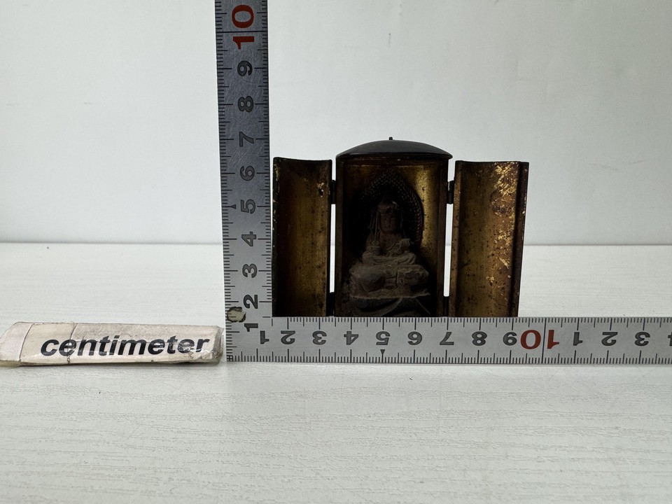 Y10236 STATUE small portable Manjusri Bodhisattva figurine shrine Japan ...