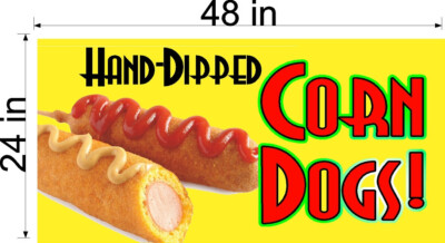 HAND DIPPED CORN DOGS VINYL BIG SIGN BANNER 2' X 4' NEW! | eBay
