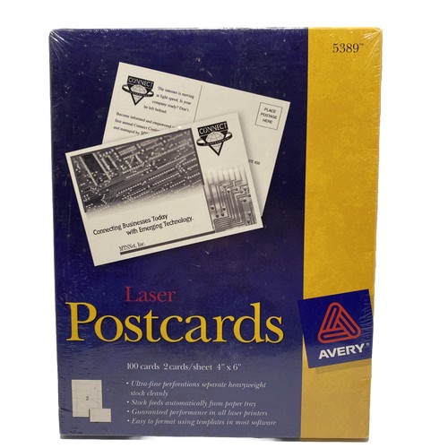 Avery Laser Postcards 100 Cards 50 Sheets Laser #5389 4”x6” 72782053895 ...