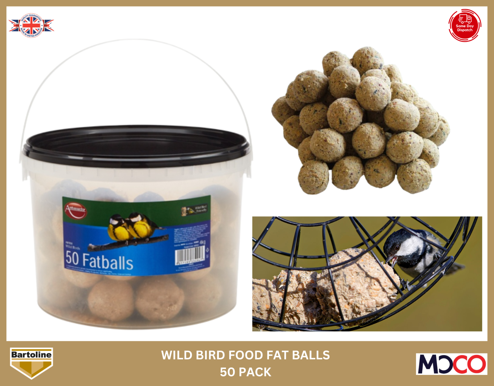 WILD BIRD FOOD HIGH ENERGRY NATURAL BALANCE FAT BALLS UNNETTED FEED 6 ...