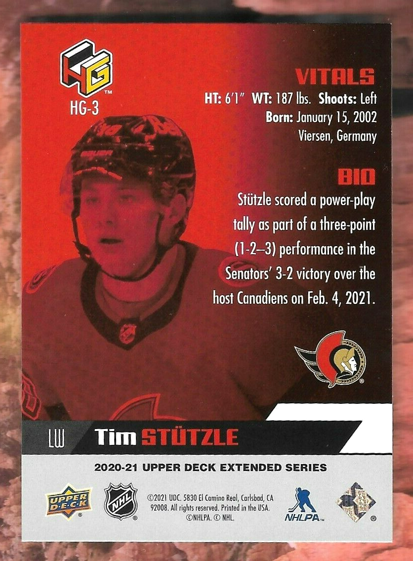 2020-21 Upper Deck Extended Series - HoloGrFX Rookies #HG-3 Tim Stutzle ...