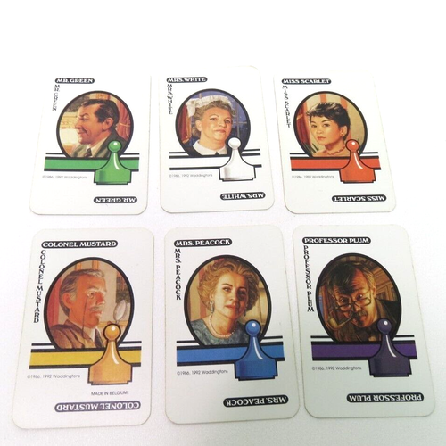 1992 Clue Game Replacement Set of 6 Suspect Cards | eBay