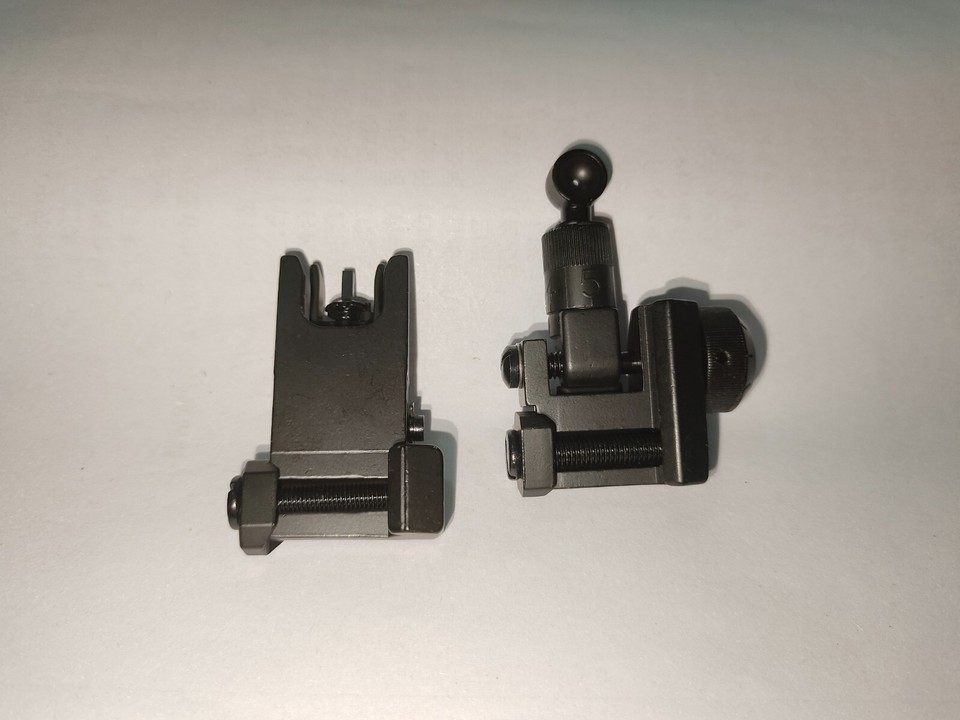 Folding Back Up Iron Sights Flip Up Front Rear Set Picatinny Rail ...