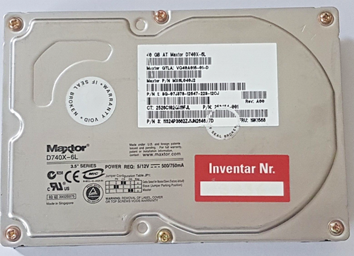 40GB IDE Maxtor D740X-6L PN MX6L040J2 P-ATA 7200RPM 2MB HDD 3.5" Hard ...