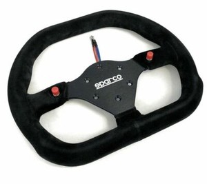 Sparco P310 Steering Wheel 310mm Black Suede Flat Dish with Thumb Horn ...
