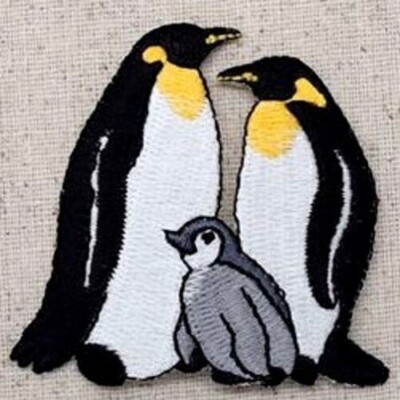 penguin family iron on patch 2-1/2" x 2-3/8" | eBay