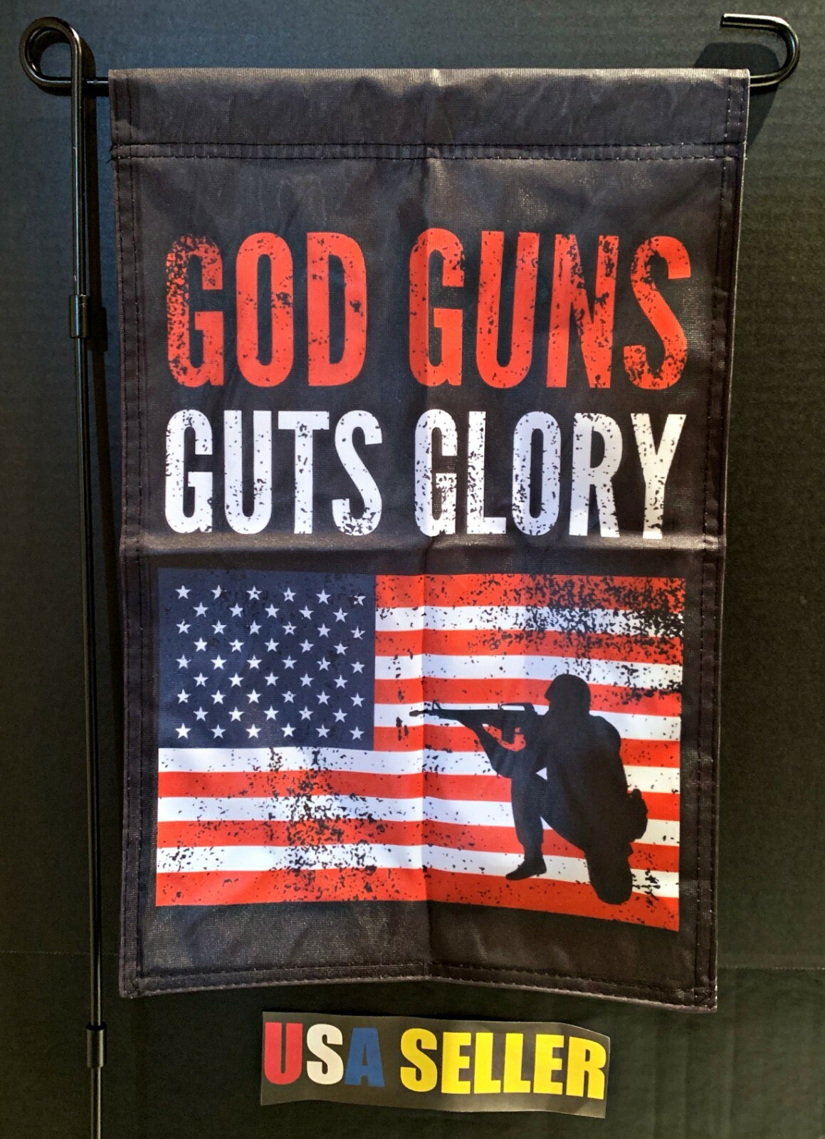 America Garden Flag FREE FIRST CLASS SHIP USA God Guns Guts Glory Sign 12x18" | eBay