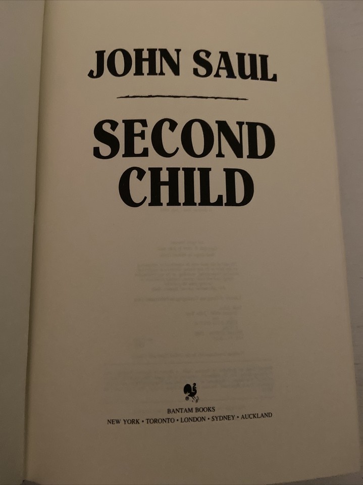 Second Child by John Saul (1990, Hardcover) Dust Cover | eBay