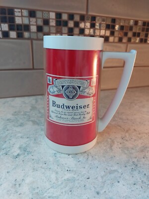 Vintage Budweiser Label Plastic Thermo-Serv Beer Stein Mug w/ Bud Label ...