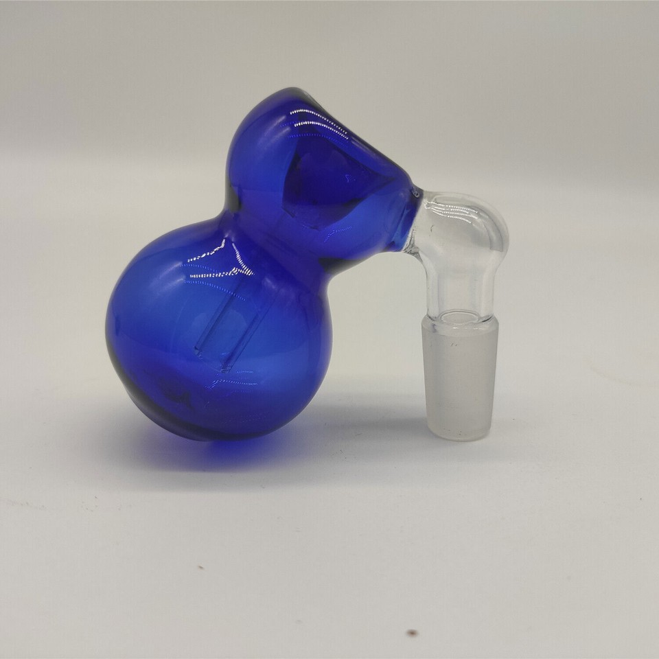 Mini Blue 14mm Male 45° Ash Catcher Heavy Glass Bong Gourd Water Pipe ...