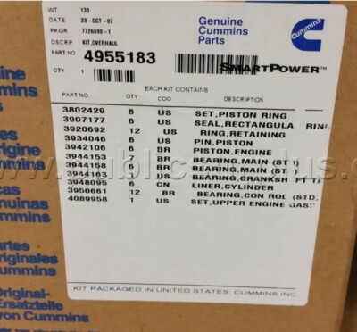 CUMMINS 8.3L ENGINE REBUILD KITS : PART # 4955183 | eBay
