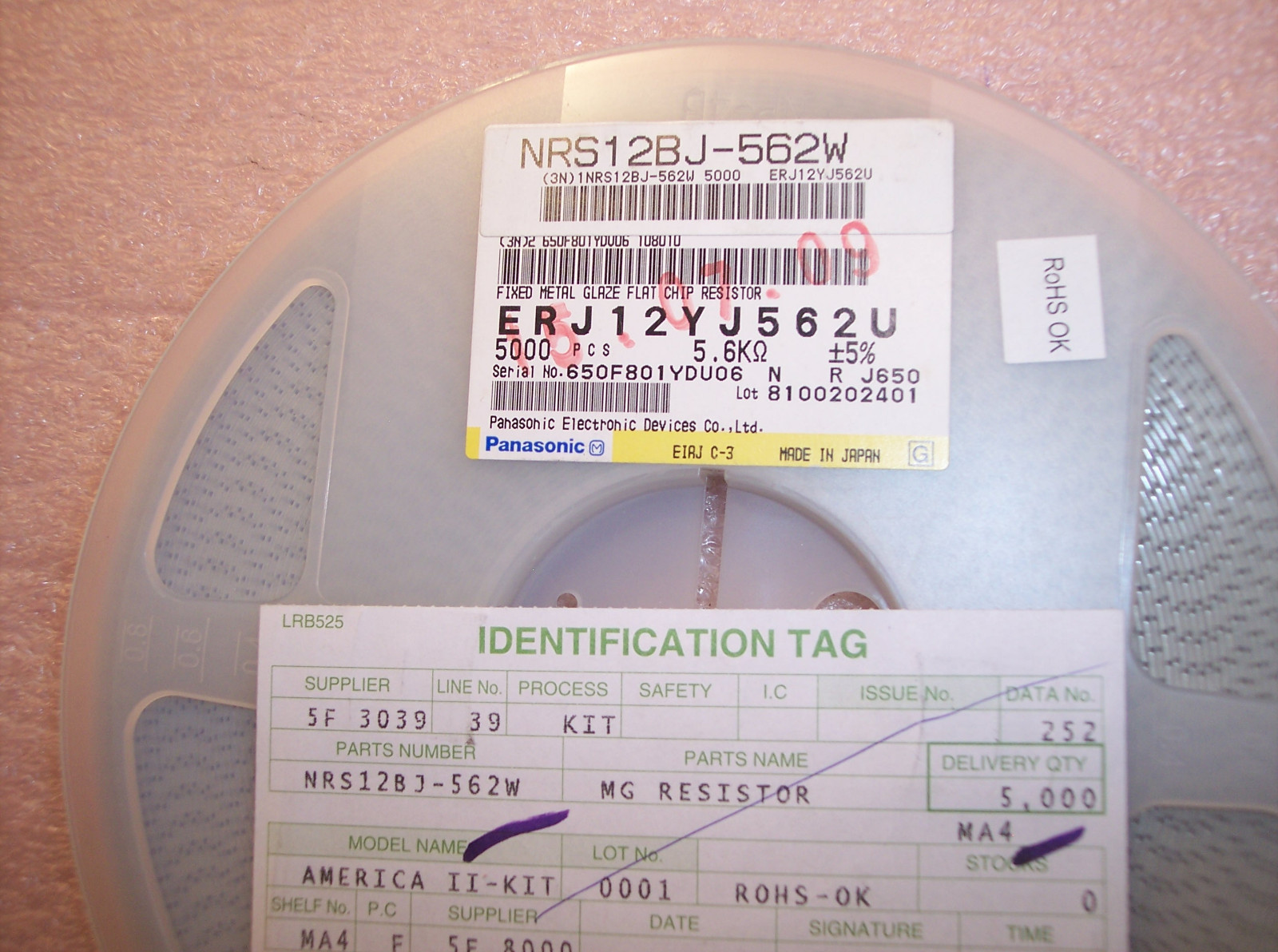 QTY (5000) 5.6K Ohm 3/4W 5% 1812 SMD CHIP RESISTORS ERJ12YJ562U ...