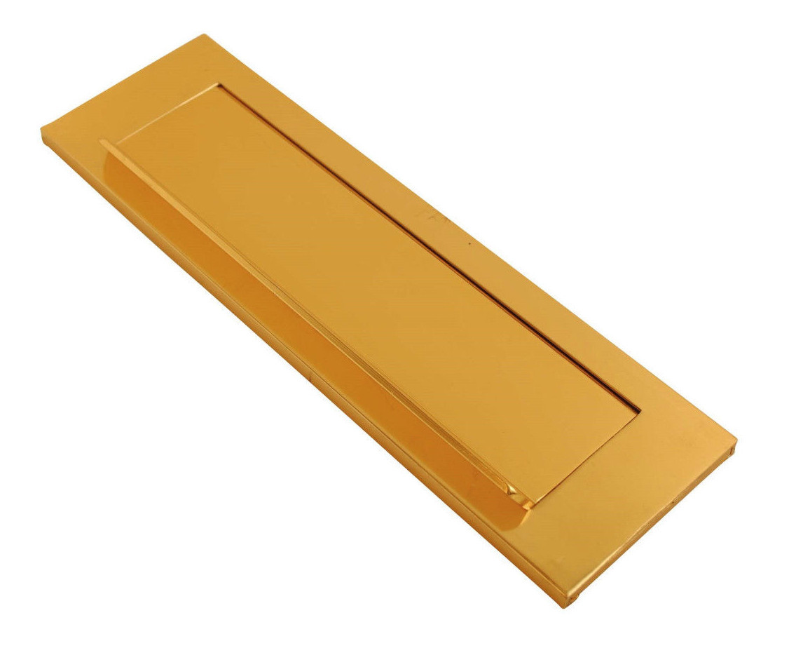 Satin or Gold Aluminium Letterbox 10" x 3" Rear Fix Post Box Sprung ...