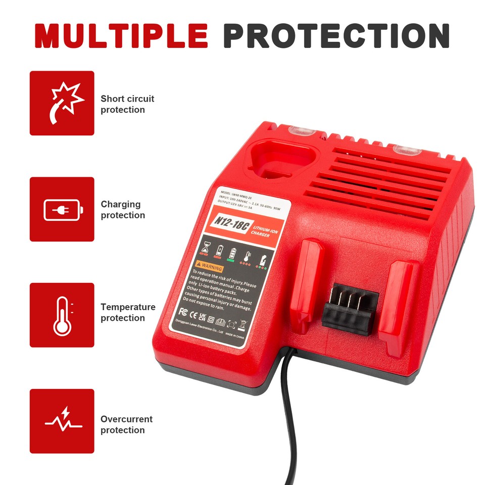 Battery Charger For Milwaukee 48-59-1812 For M12 For M18 18V 12V Dual ...