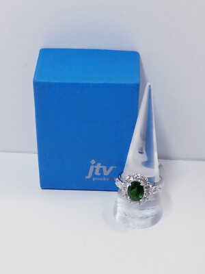 JTV Green Chrome Diopside Rhodium Over Sterling Silver Ring 5.18ctw sz ...