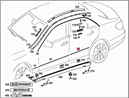 Genuine MERCEDES S212 W212 Sedan Wagon Right rear door Trim strip ...
