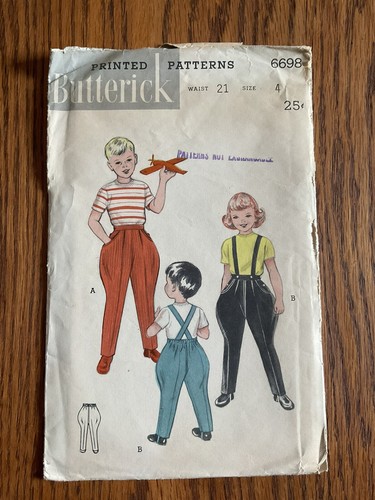 1950s Child’s Jodhpurs Buys And Girls Butterick 6698 Pattern sz 4 CUT ...