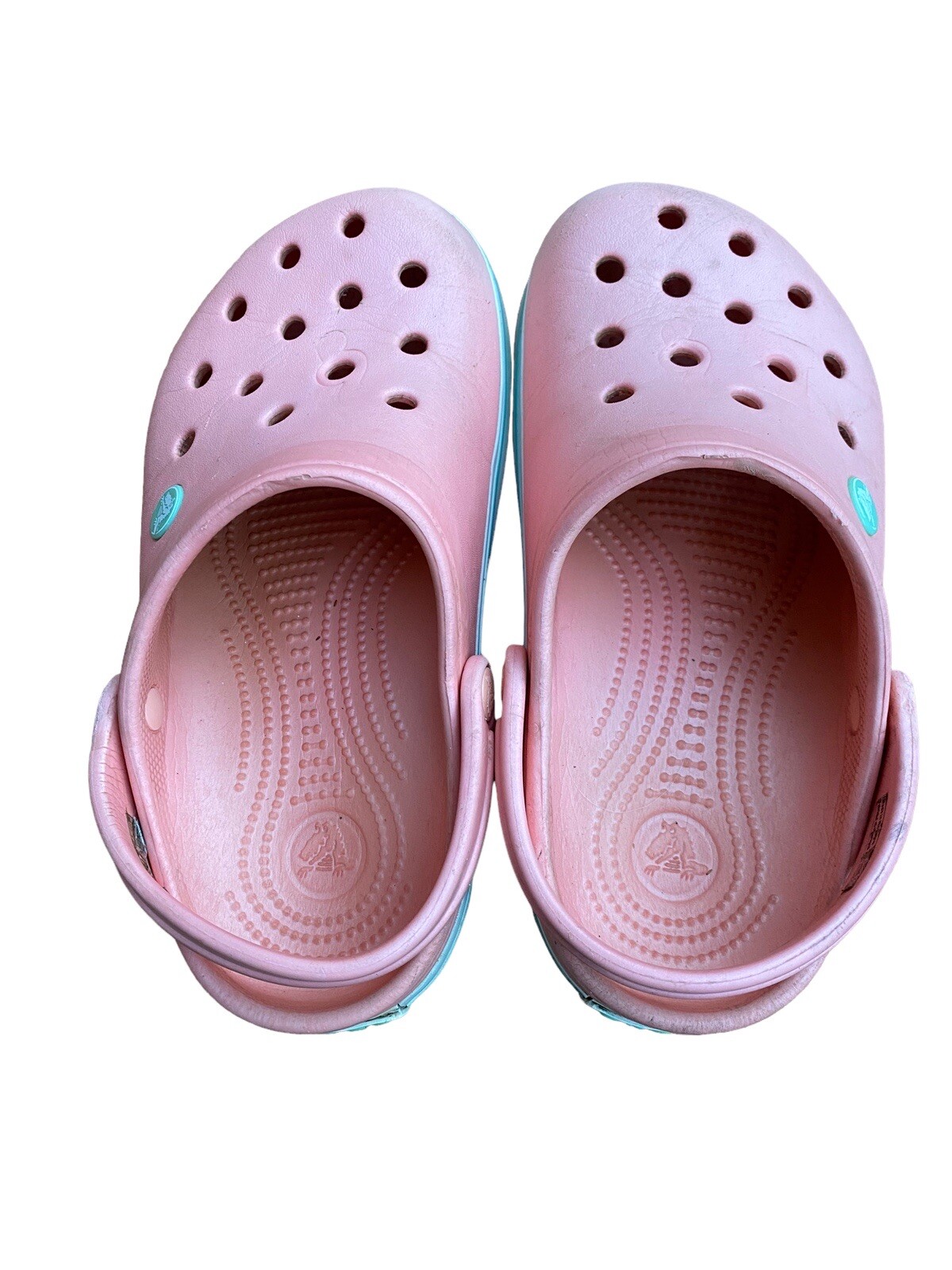 Crocs Unisex Crocband Melon Pink Ice Blue Clogs Size … - Gem