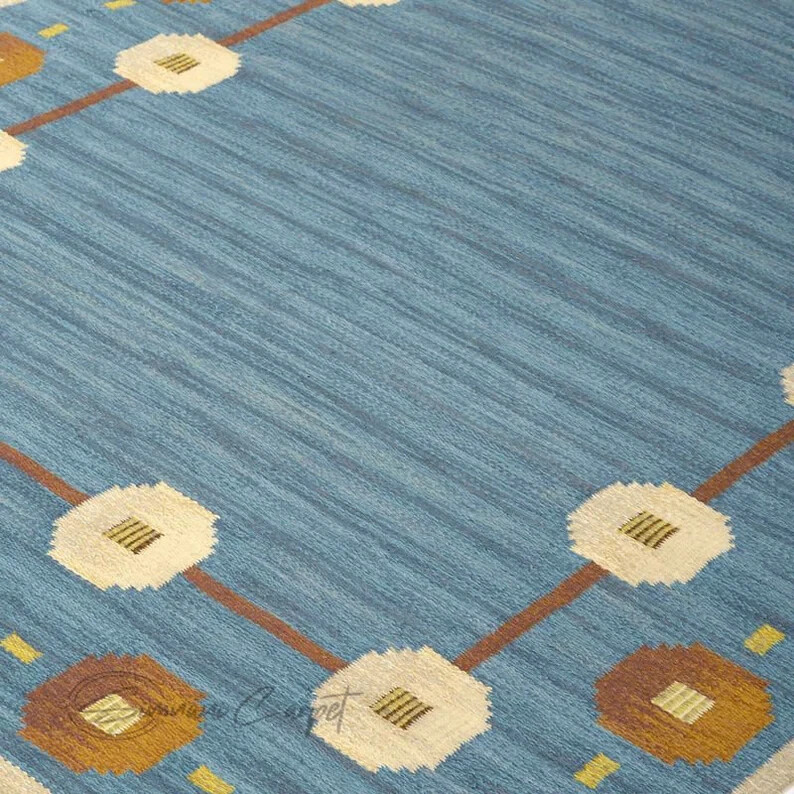 Helen Lindberg Mid-century Swedish flatweave rug, Scandinavian wool ...