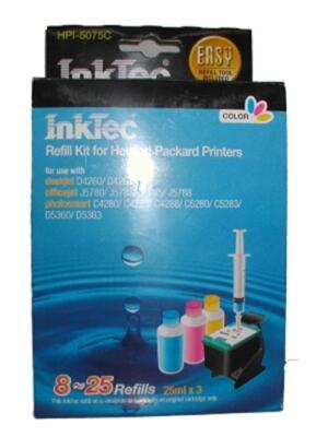 Suitable For HP75, CB337 Colour Cartridge, InkTec Refill Kit | eBay UK