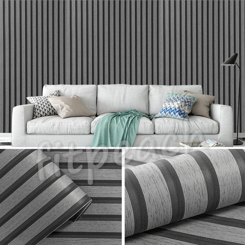 Wooden Slat Panelling Wallpaper 3D Wood Panel Effect Stripe Home.Room ...