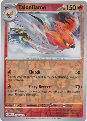 Talonflame - 030/193 (Reverse Holo Foil) Uncommon Paldea Evolved ...