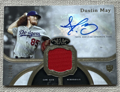 2020 Topps Tier Auto Patch Relics SP /90 Dustin May RC. LA DODGERS ACE ...