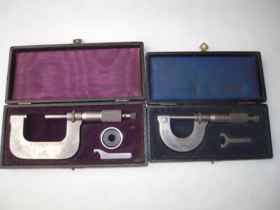 PAIR OF EARLY VINTAGE MICROMETERS WITH CASES | eBay UK