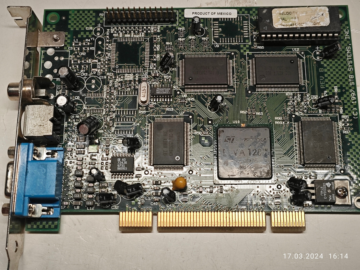 1998 PCI 3D Card STB Velocity 128 (Nvidia RIVA 128) 210-0274-00X 4 MB ...