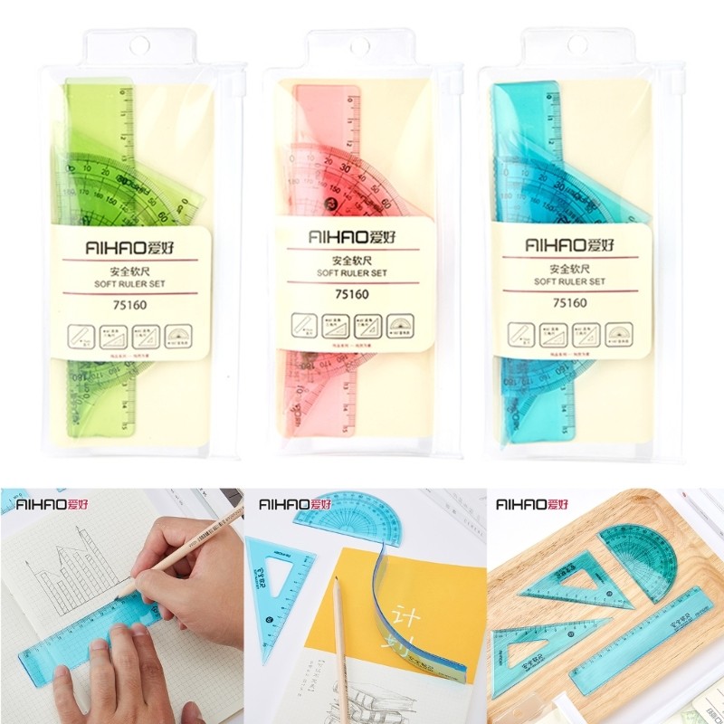 Clear Straight Ruler,Triangle Rulers,Protractor Ruler Geometry Plastic ...