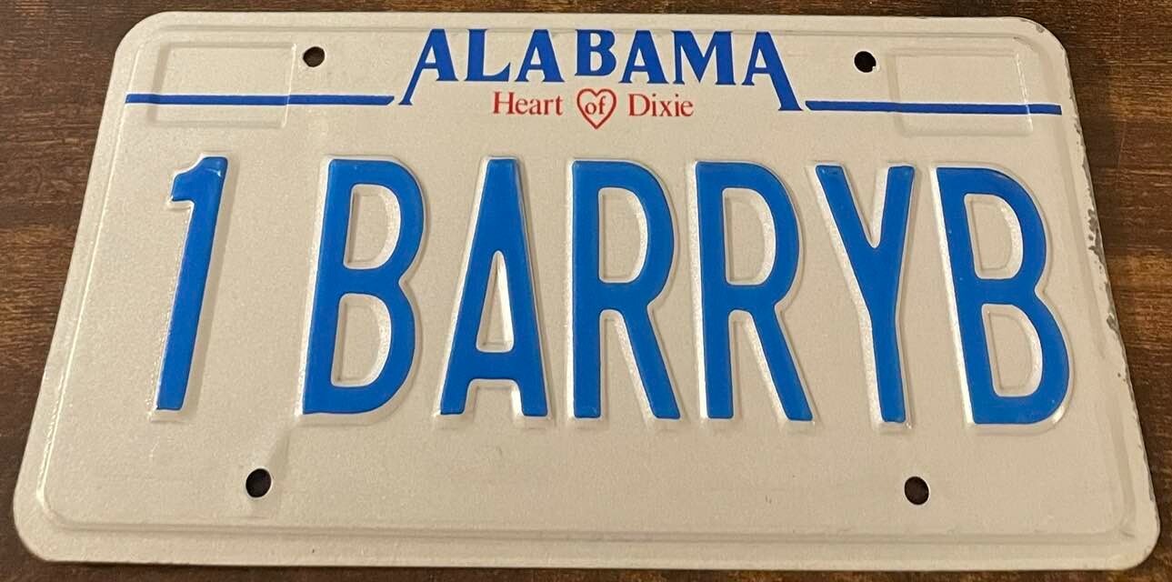 1 BarryB Vanity License Plate Alabama Barry B Bonds | eBay