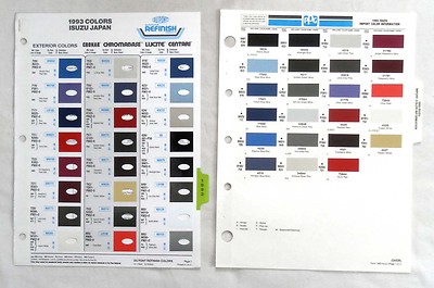 1993 ISUZU PPG AND DUPONT COLOR PAINT CHIP CHART ALL MODELS | eBay