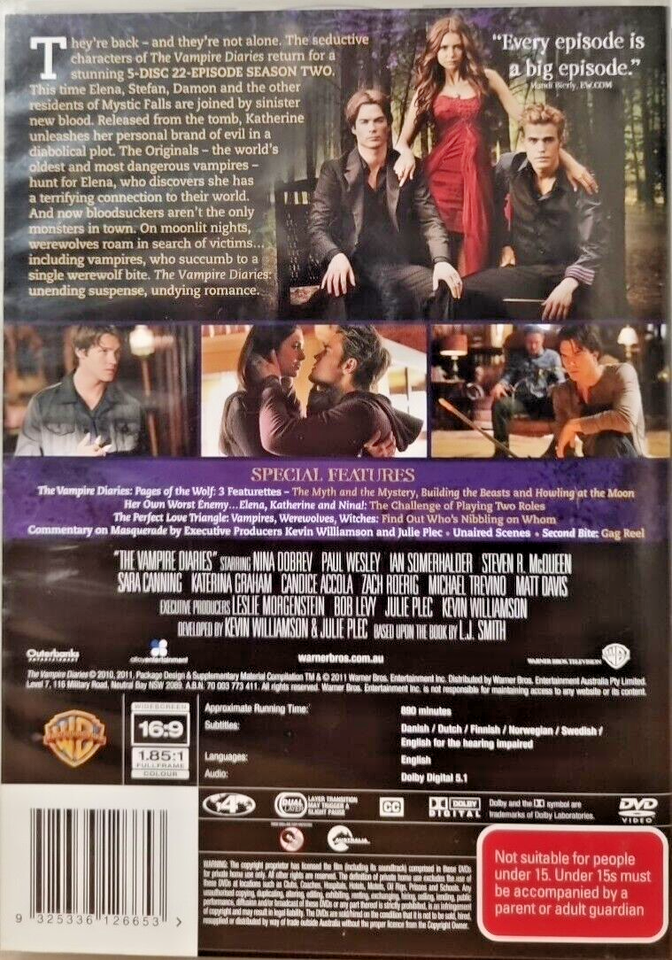 The Vampire Diaries: Season 2 (DVD, 2011) Ian Somerhalder, Nina Dobrev - VGC | eBay